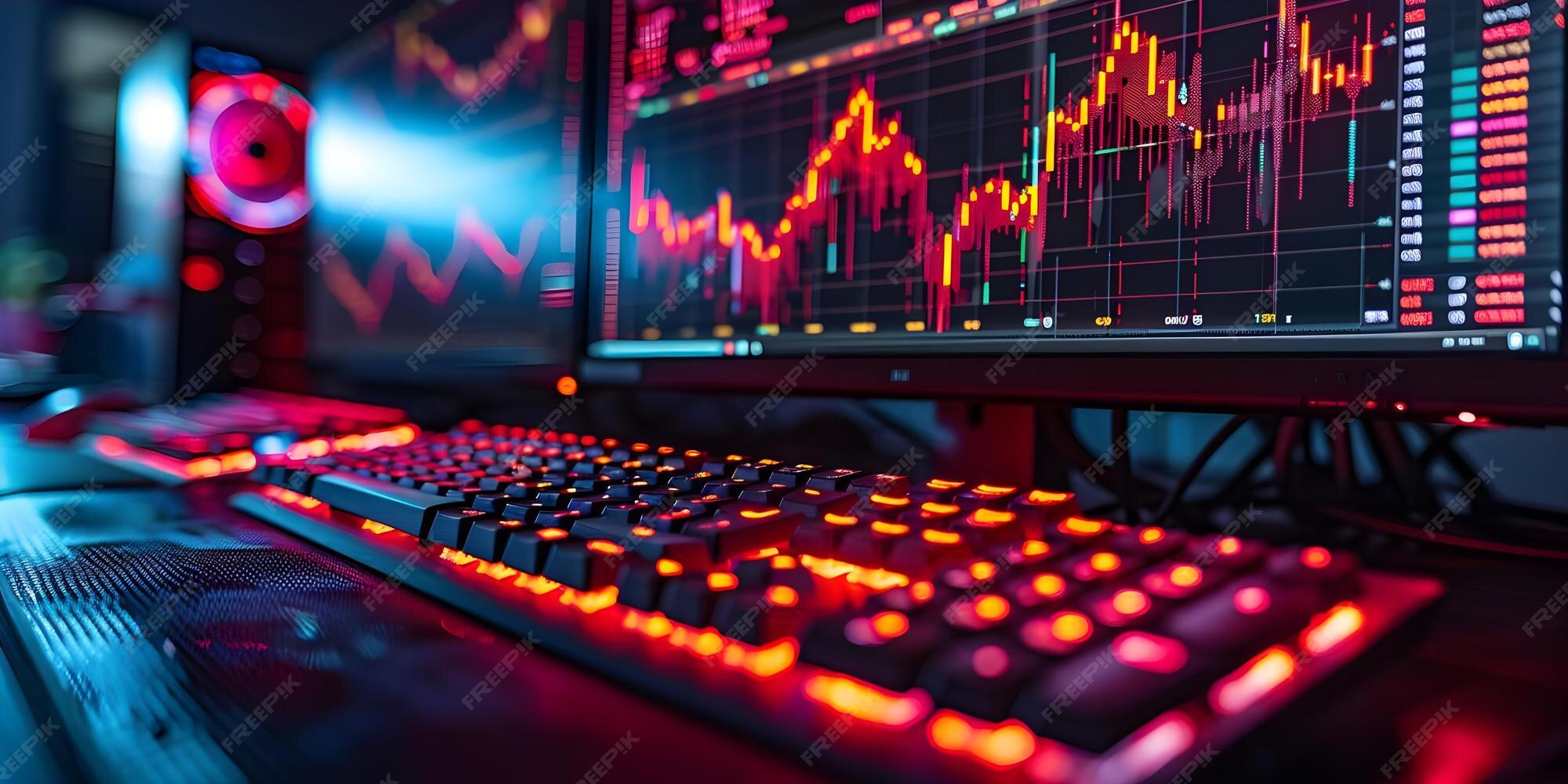 Premium Photo | Programming with Red Backlit Keyboard and Data Display ...