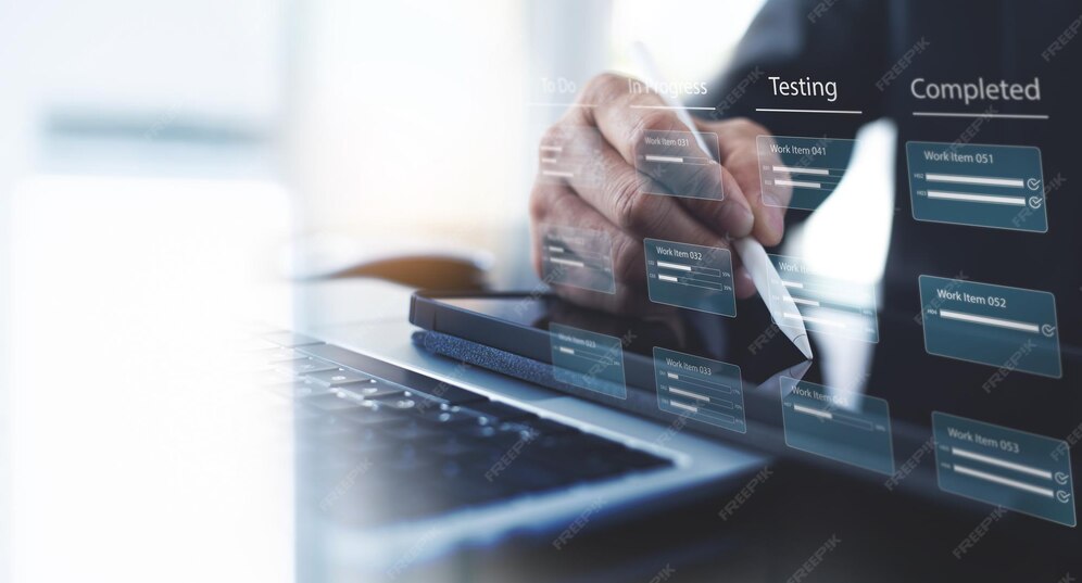 Premium Photo | Project management Agile software technology development Developer using Kanban ...