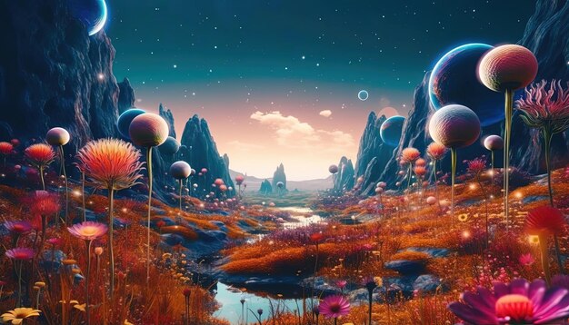 Premium AI Image | psychedelic surrealist landscapes bright and ... Premium AI Image | psychedelic surrealist landscapes bright and ...