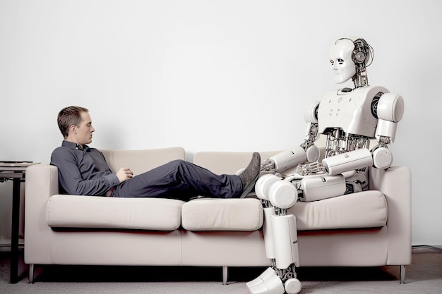 Premium AI Image | Psychological help and support A man communicates ... Premium AI Image | Psychological help and support A man communicates ...