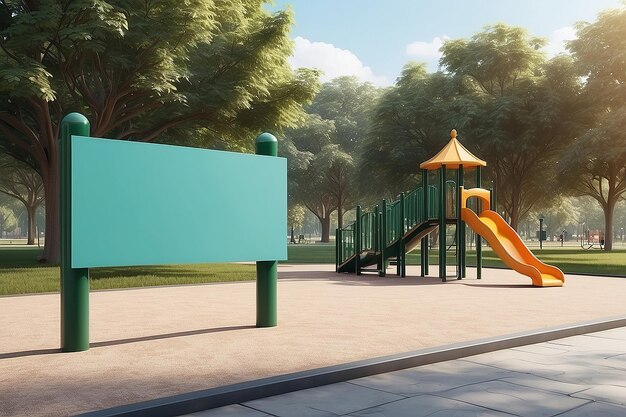 Premium Photo Public Park Playground Signage Mockup With Blank White Empty Space For Placing
