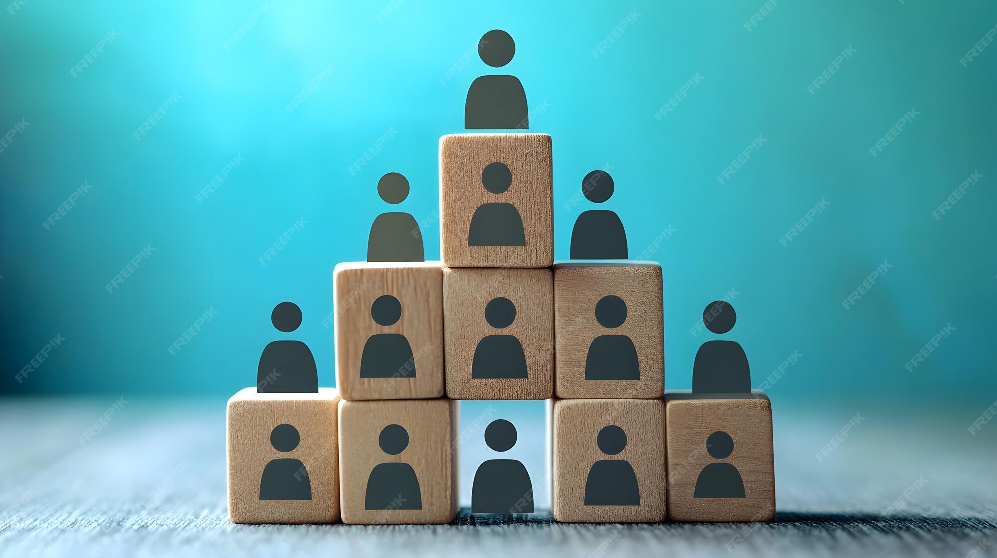 Pyramid of Wooden Blocks with People Icons Depicting Hierarchy ... Pyramid of Wooden Blocks with People Icons Depicting Hierarchy ...