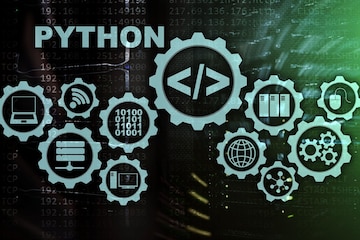 Premium Photo | Python Programming Language on server room background Programing workflow ...