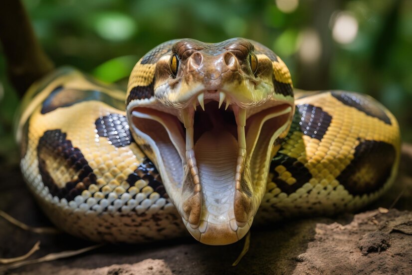 Premium Photo | Python with its mouth open wid Premium Photo | Python with its mouth open wid