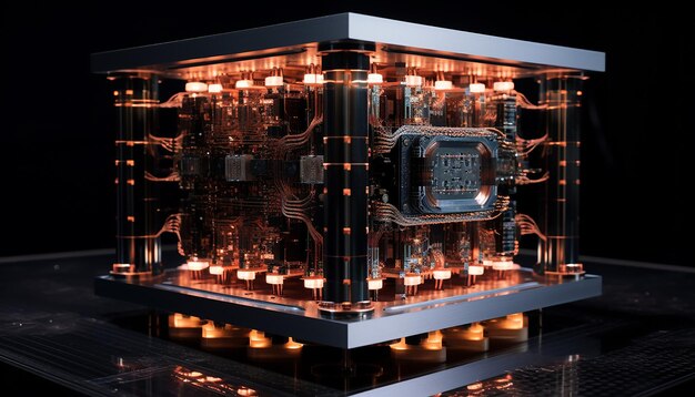 Premium AI Image | Quantum computer Futuristic digital computer design Premium AI Image | Quantum computer Futuristic digital computer design