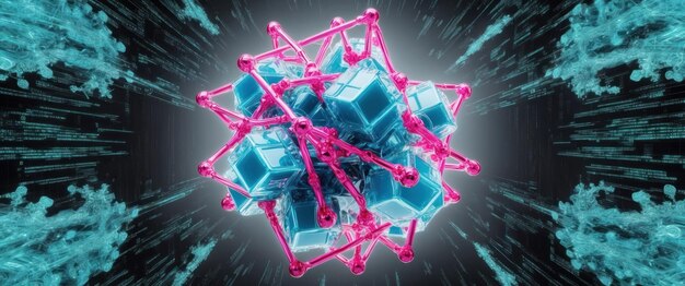 A quantum computing core floating in cyberspace illuminated in vibrant ... A quantum computing core floating in cyberspace illuminated in vibrant ...