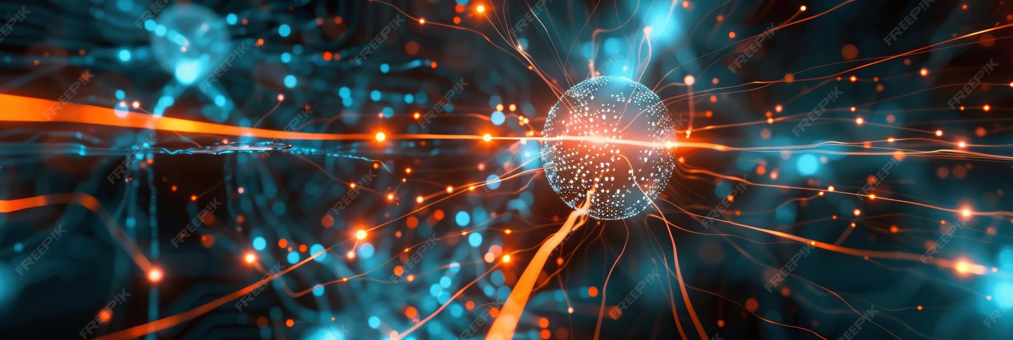 Quantum computing powering neural networks in a sleek lab visualizing complex algorithms and ...