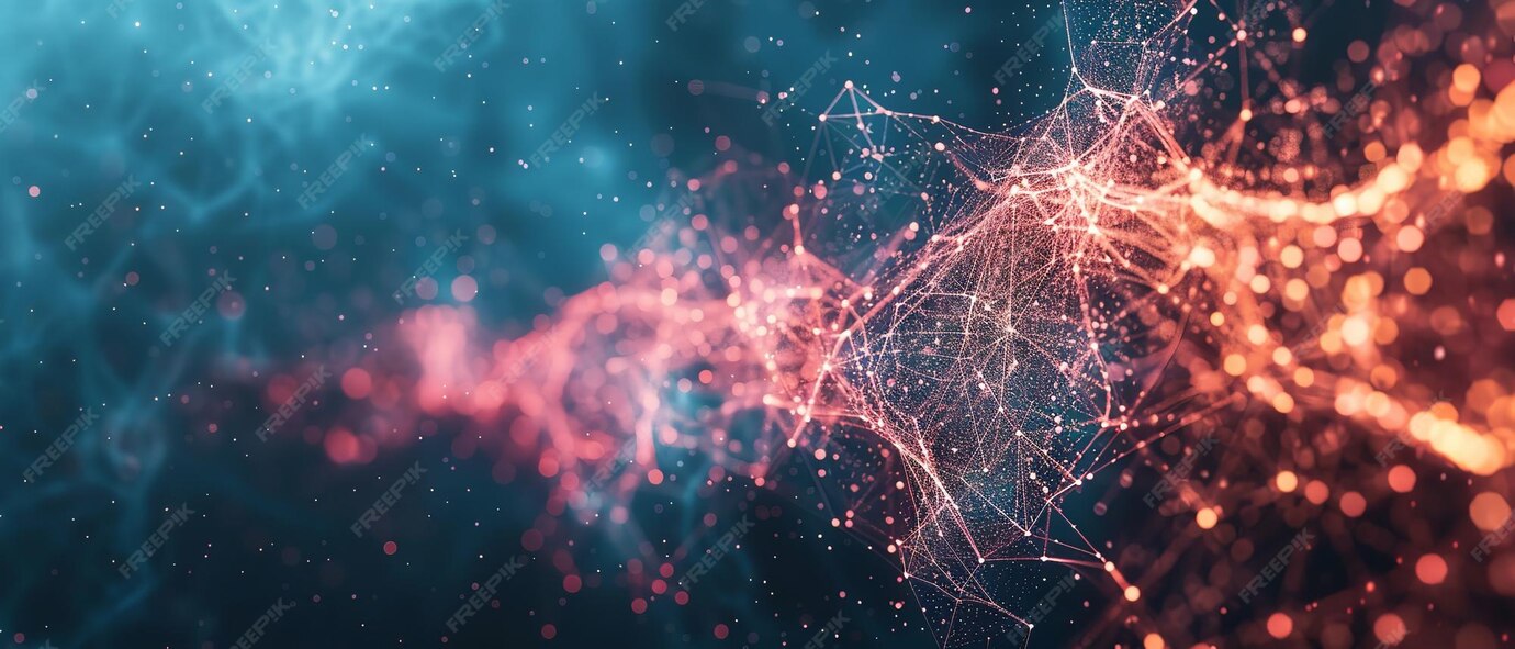 A quantum computing system with a cyber network grid and linked particles with an abstract ...