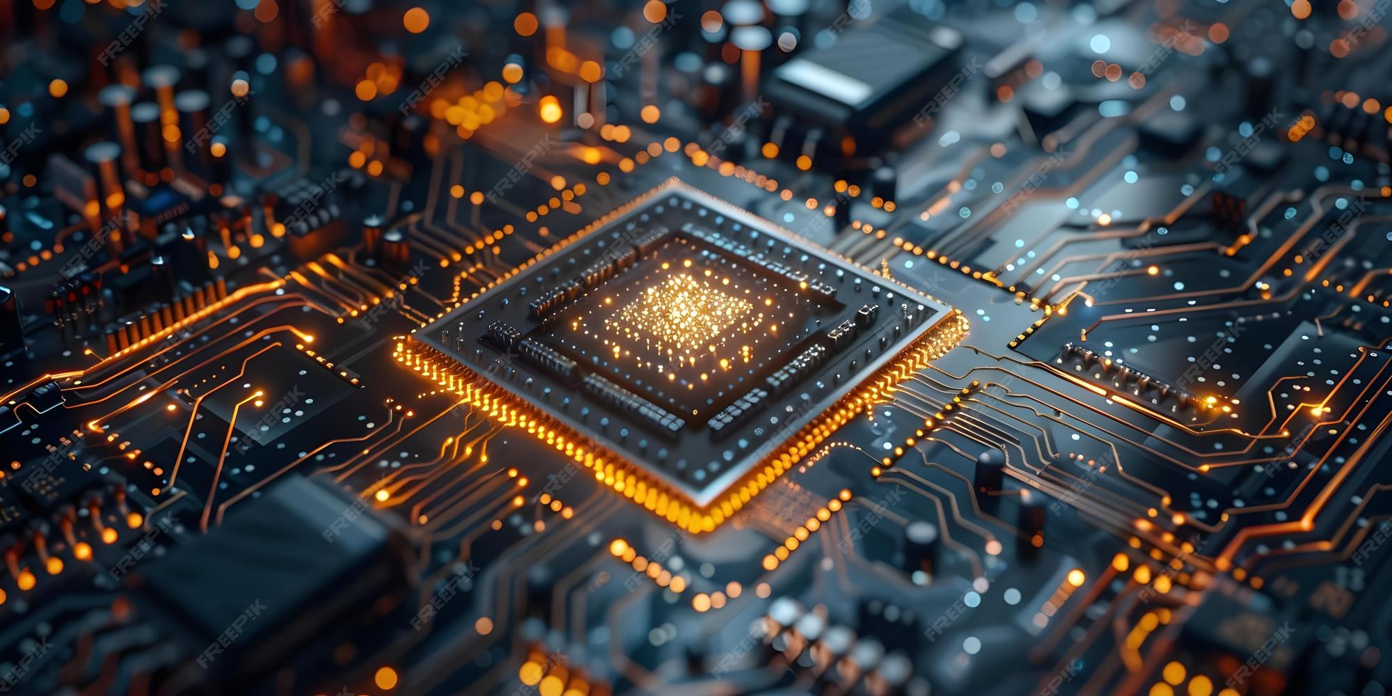Quantum Processor Chip Dynamic Display Of Superconducting Circuits And Particles Concept Quantum