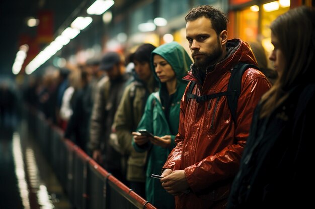 Premium Ai Image Queue Line Of People Waiting For Their Turn