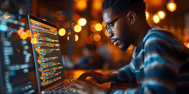 Premium Photo Quotfocused Programmer Using Laptop For Javascript And Digital Technology 0917