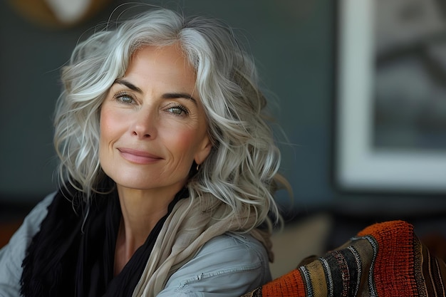 Radiant Grace Elegant Senior Lady With Captivating Smile Concept Senior