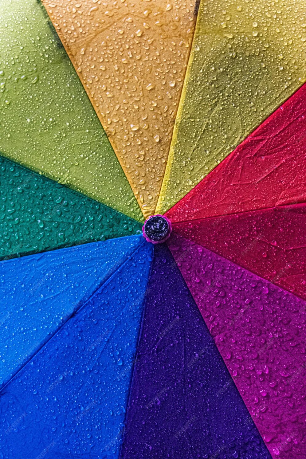 Premium Photo A Rainbow Colored Umbrella With The Raindrops On It
