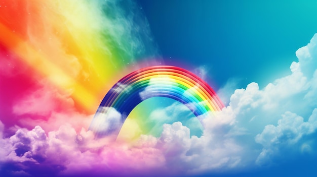 Premium Ai Image Rainbow In The Sky With Clouds And A Rainbow In The Sky Generative Ai
