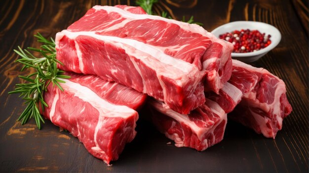 Premium Photo Raw Pork Ribs With Herbs Isolated On White Background