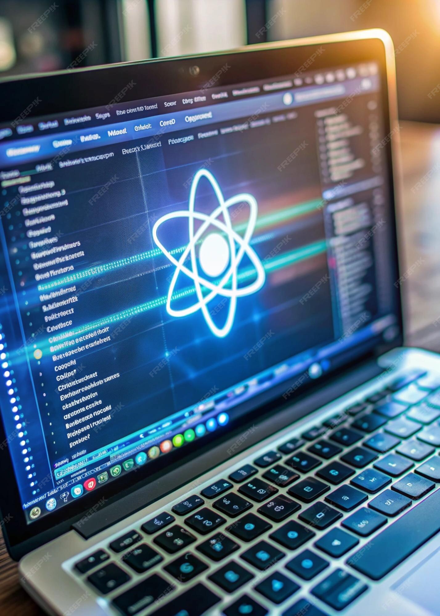 Premium Photo | React js programming language with laptop and code ...