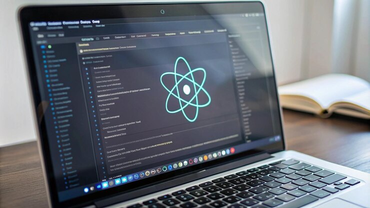 Premium Photo | React js programming language with laptop and code ...