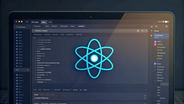 React js programming language with laptop and code script on screen | Premium AI-generated image