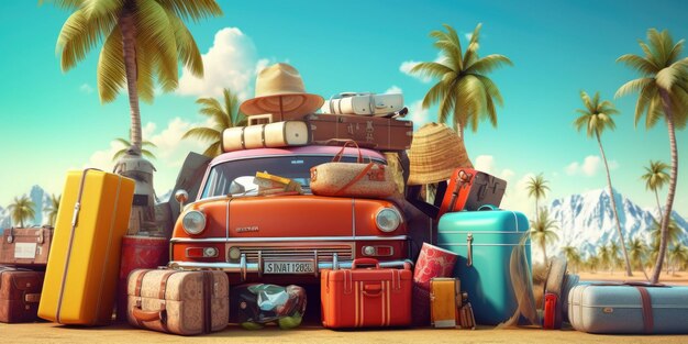 Premium AI Image | Ready for summer vacation travel background Premium AI Image | Ready for summer vacation travel background