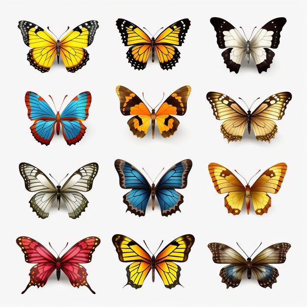 Premium Photo | Realistic Butterfly Illustration Set With Transparent ... Premium Photo | Realistic Butterfly Illustration Set With Transparent ...