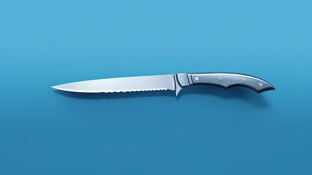 Premium Photo | Realistic Rendering Of Large Knife On Blue Background Premium Photo | Realistic Rendering Of Large Knife On Blue Background