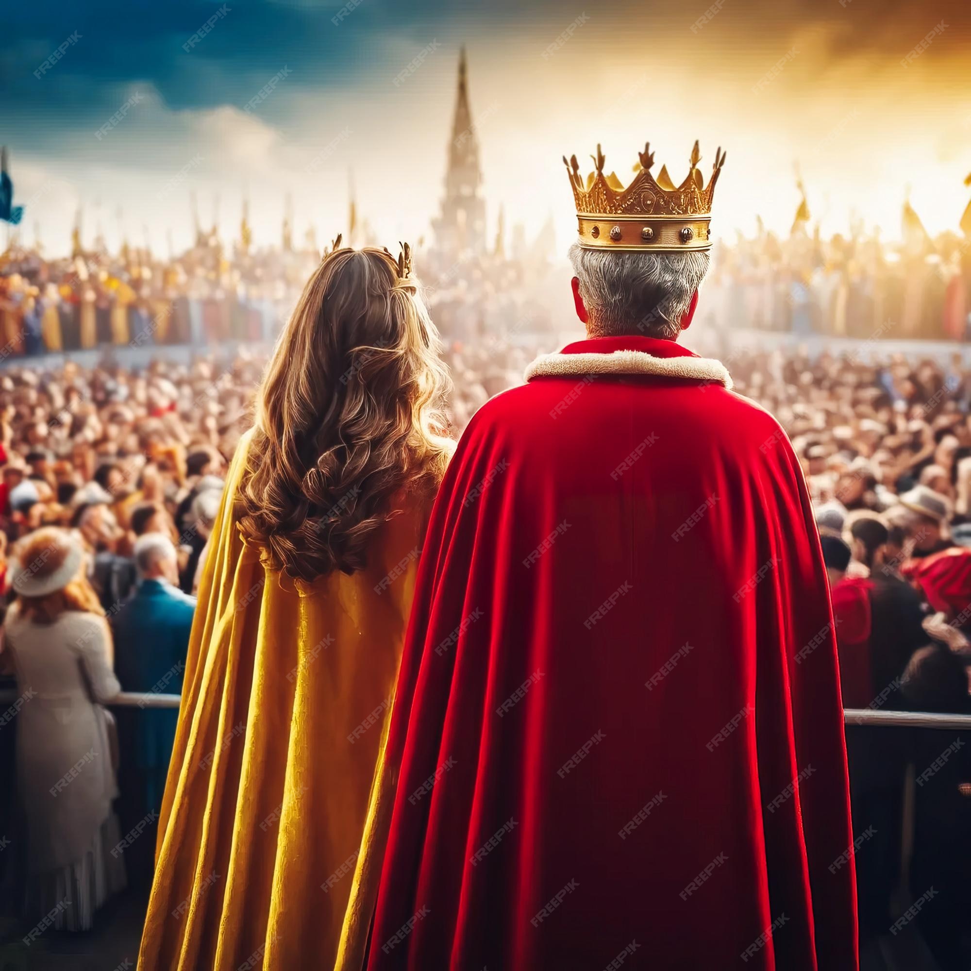 Premium AI Image | Rear view of king and queen with a crown facing the ... Premium AI Image | Rear view of king and queen with a crown facing the ...