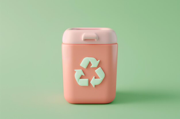 Premium Photo Recycling Bin 3d Render Trash Bin With Recycle Symbol On Pastel Background
