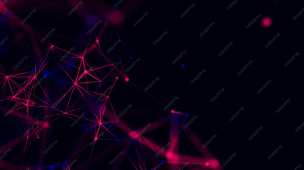 Premium Photo Red Abstract Background With Connection Lines Dots And Triangles Technology