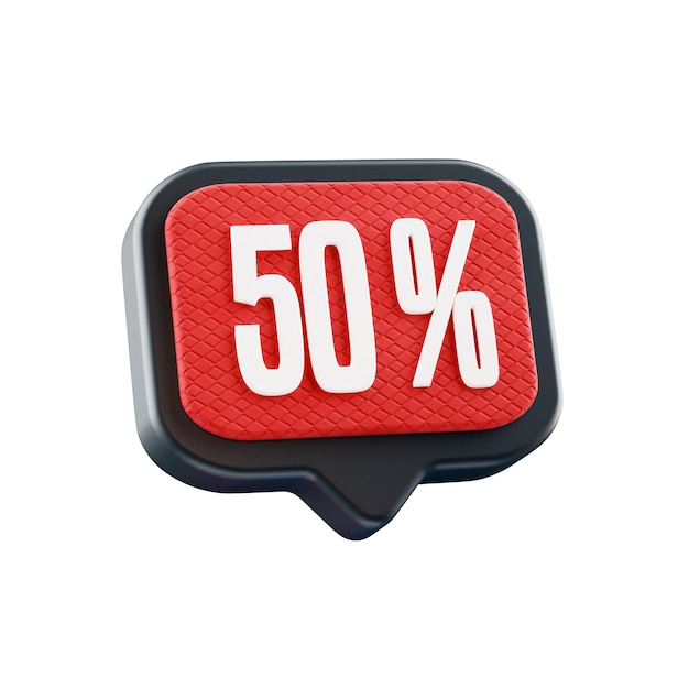 Premium Photo Red And Black 3d Speech Bubble With 50 Percent Off On