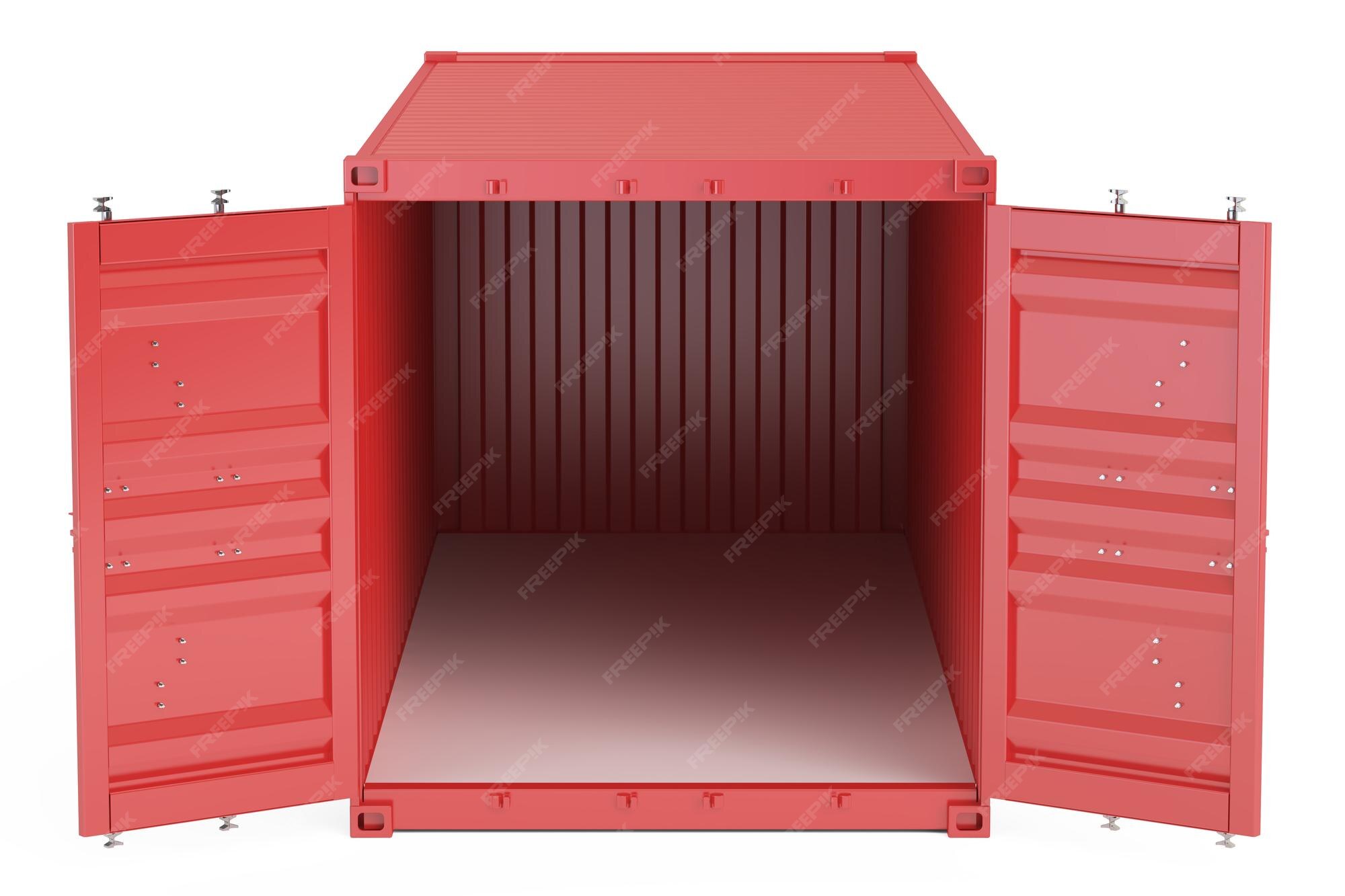 Premium Photo | Red opened empty cargo container 3D rendering Premium Photo | Red opened empty cargo container 3D rendering