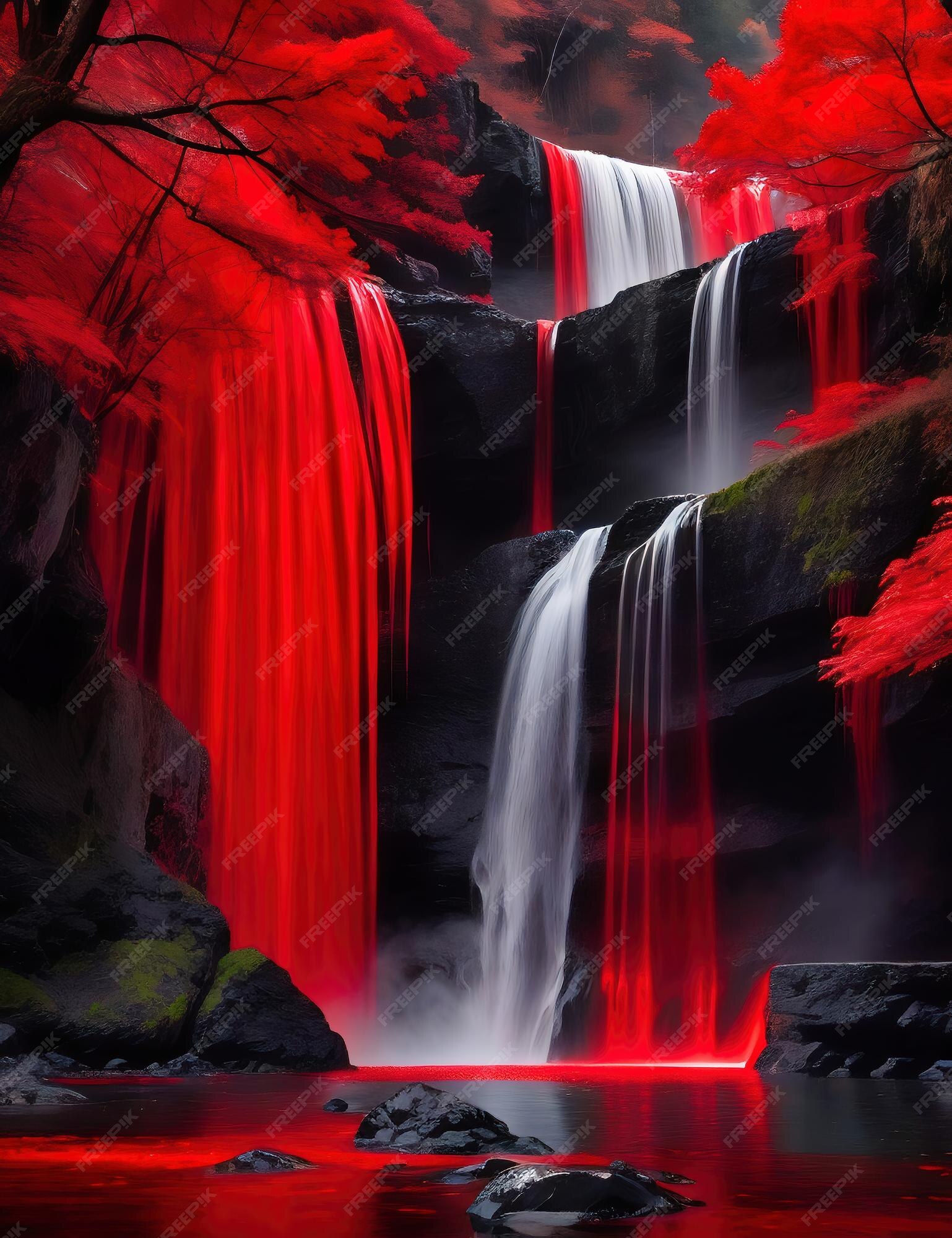 Premium Photo | Red waterfall Premium Photo | Red waterfall