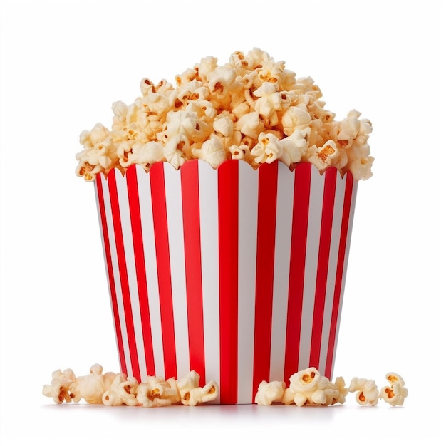 Premium AI Image | a red and white striped container of popcorn with a ... Premium AI Image | a red and white striped container of popcorn with a ...