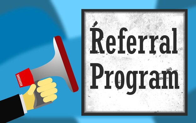 Premium Photo | Referral program word with megaphone sound icon Premium Photo | Referral program word with megaphone sound icon
