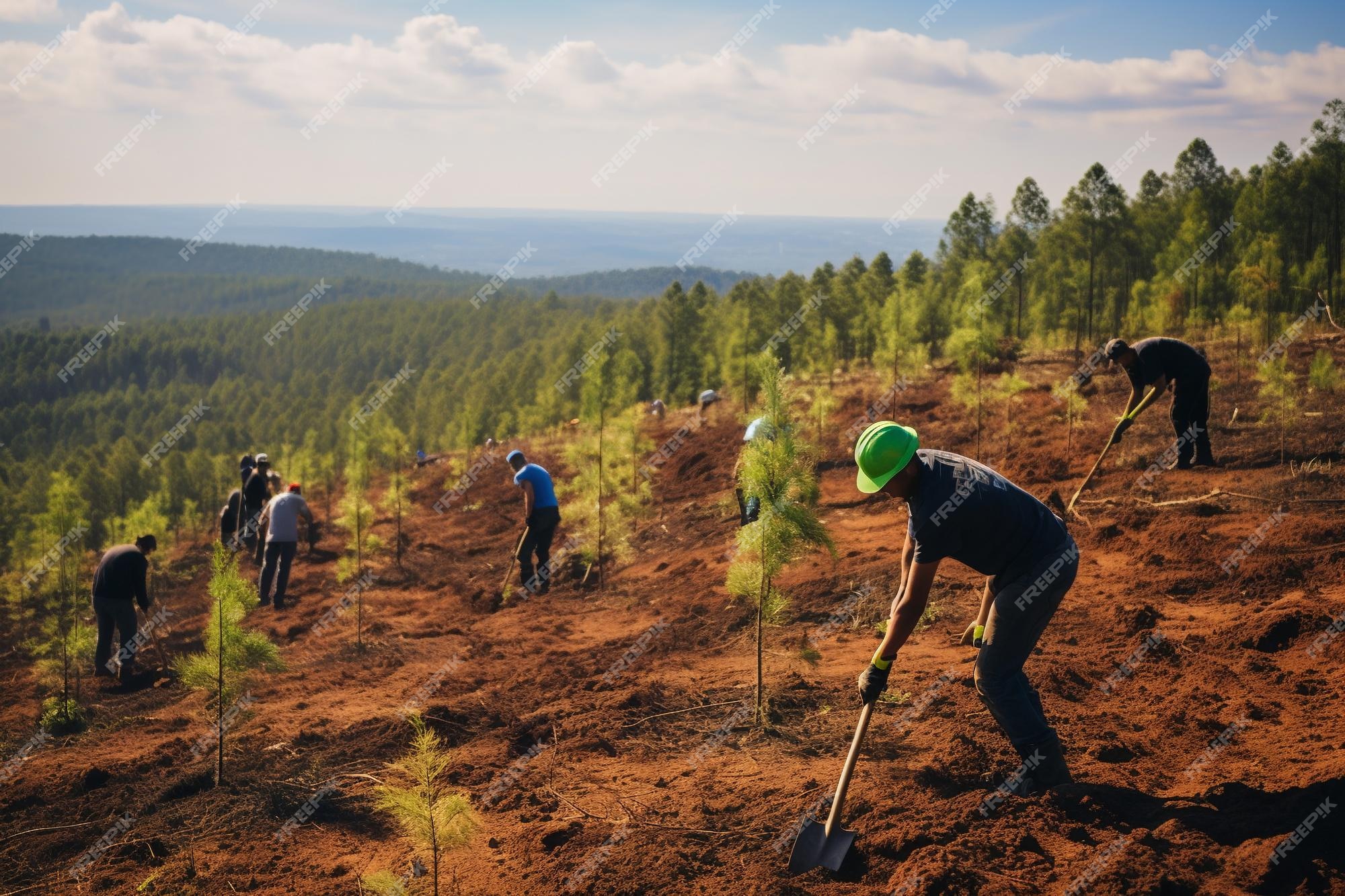 Premium Photo | A reforestation project in progress with volunteers ... Premium Photo | A reforestation project in progress with volunteers ...