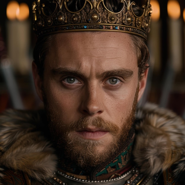 Regal medieval king with crown and fur cloak | Premium AI-generated image Regal medieval king with crown and fur cloak | Premium AI-generated image