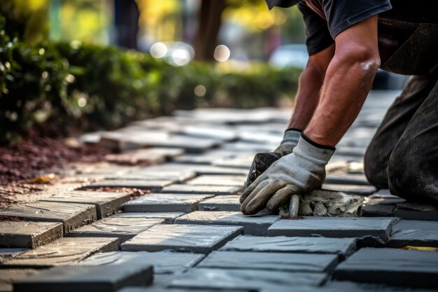 Premium AI Image | Reliable Professional paver worker street Industry ... Premium AI Image | Reliable Professional paver worker street Industry ...