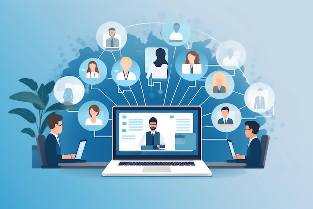Premium AI Image | Remote team collaborating using video conferencing ... Premium AI Image | Remote team collaborating using video conferencing ...