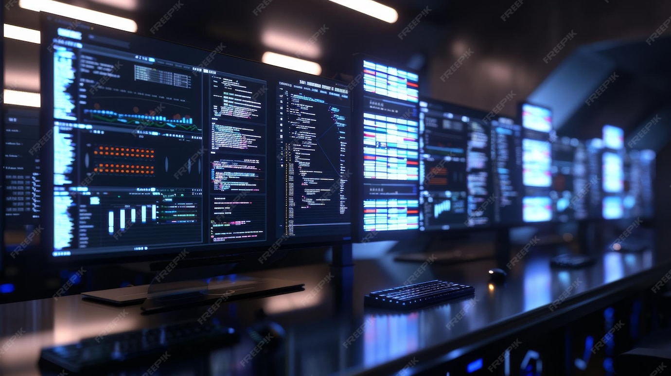 Premium Photo Render In 3d Of A Software Backend Mockup With Several Windows Open With Code