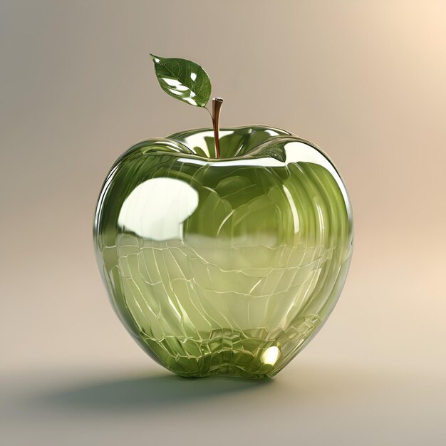 Render A Hyperrealistic Glass Apple With Intricate Details And Reflections Hinting At Hidden