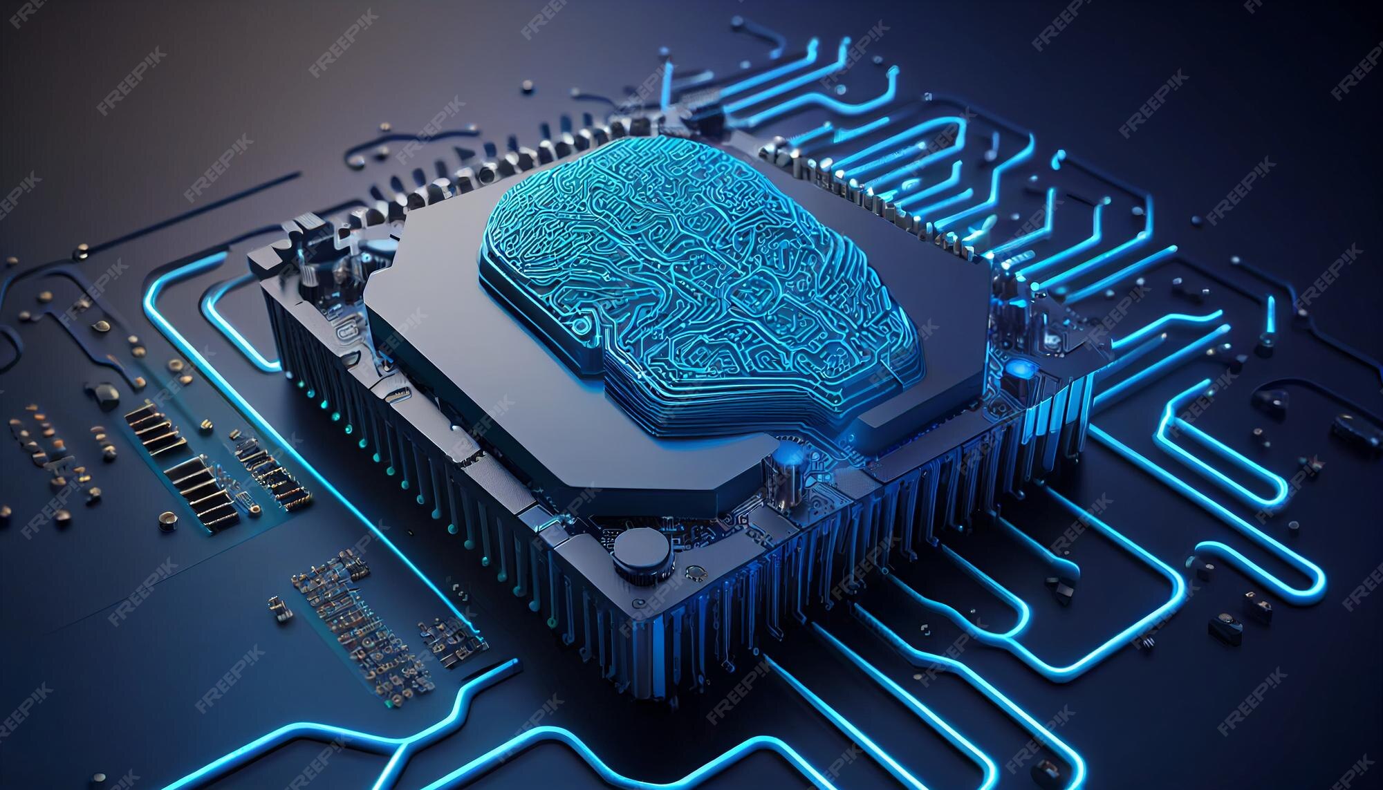 Premium Photo | Rendering of Artificial Intelligence Hardware Idea On the motherboard of a ...