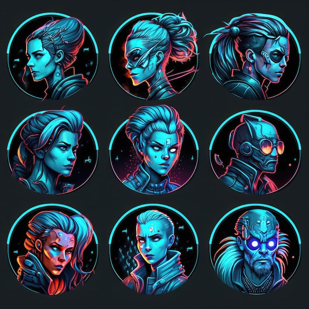 Premium Ai Image Retro Cyberpunk Character Avatar Ai Generated Tech Poster Geometric Digital
