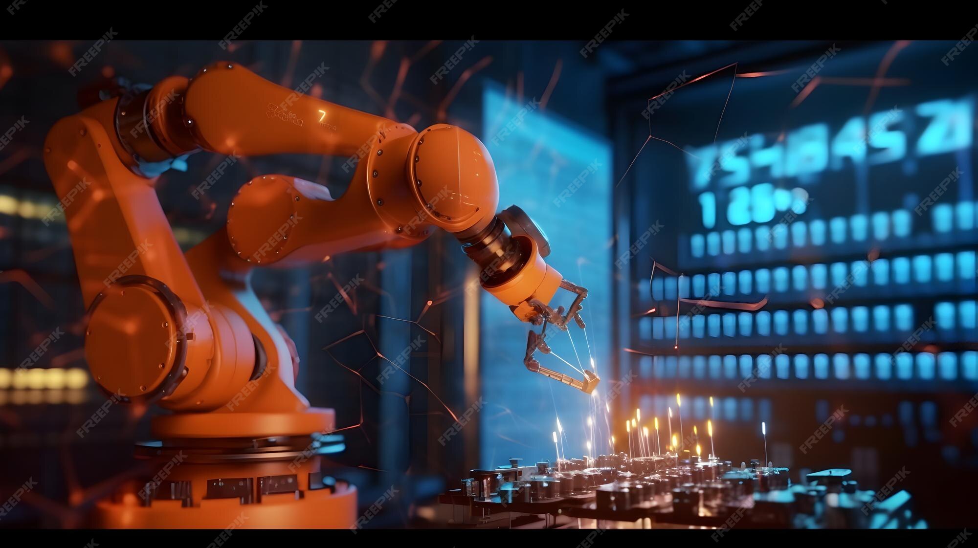 Premium Photo | Robot arm ai analyzing mathematics for mechanized ...