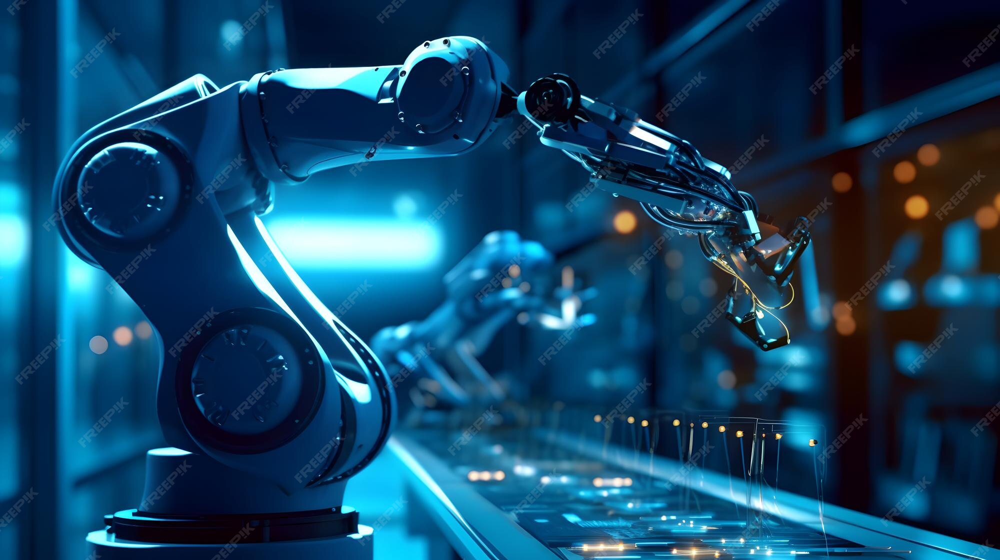 Premium Photo | Robot arm ai analyzing mathematics for mechanized industry problem solving ...