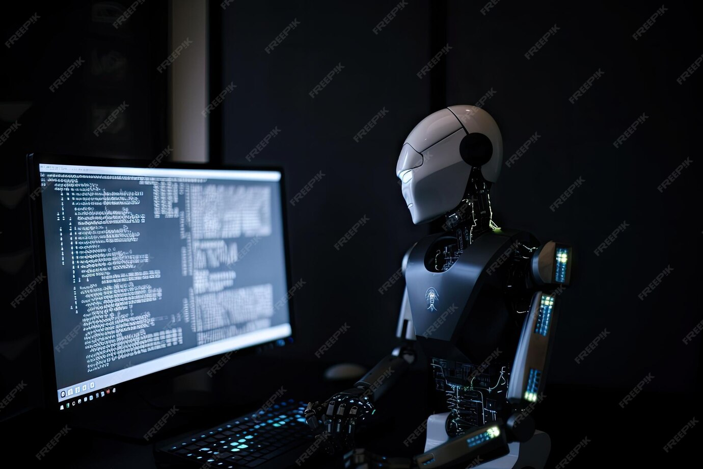 Premium Photo | Robot executing code from different programming ...