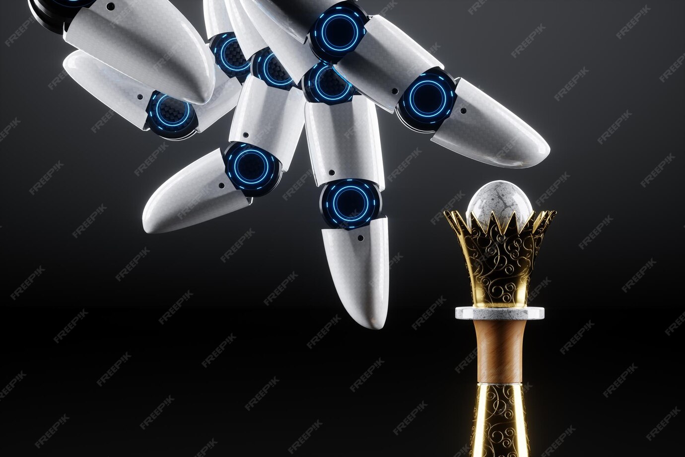 Premium Photo | Robot hand artificial intelligence plays chess concept solving human problems ...