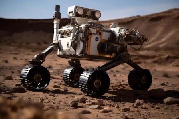 Premium AI Image | Robot is exploring the surface planet Premium AI Image | Robot is exploring the surface planet