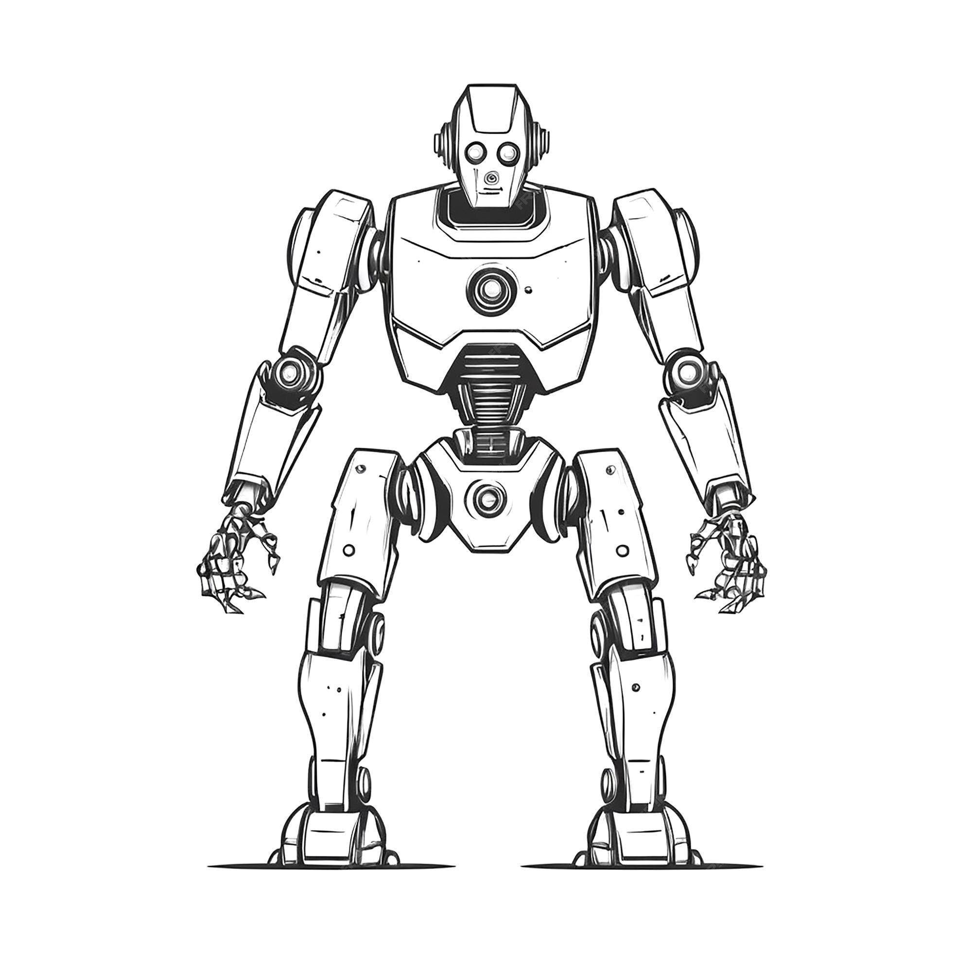 Premium Photo A Robot Outline Illustration On White Background