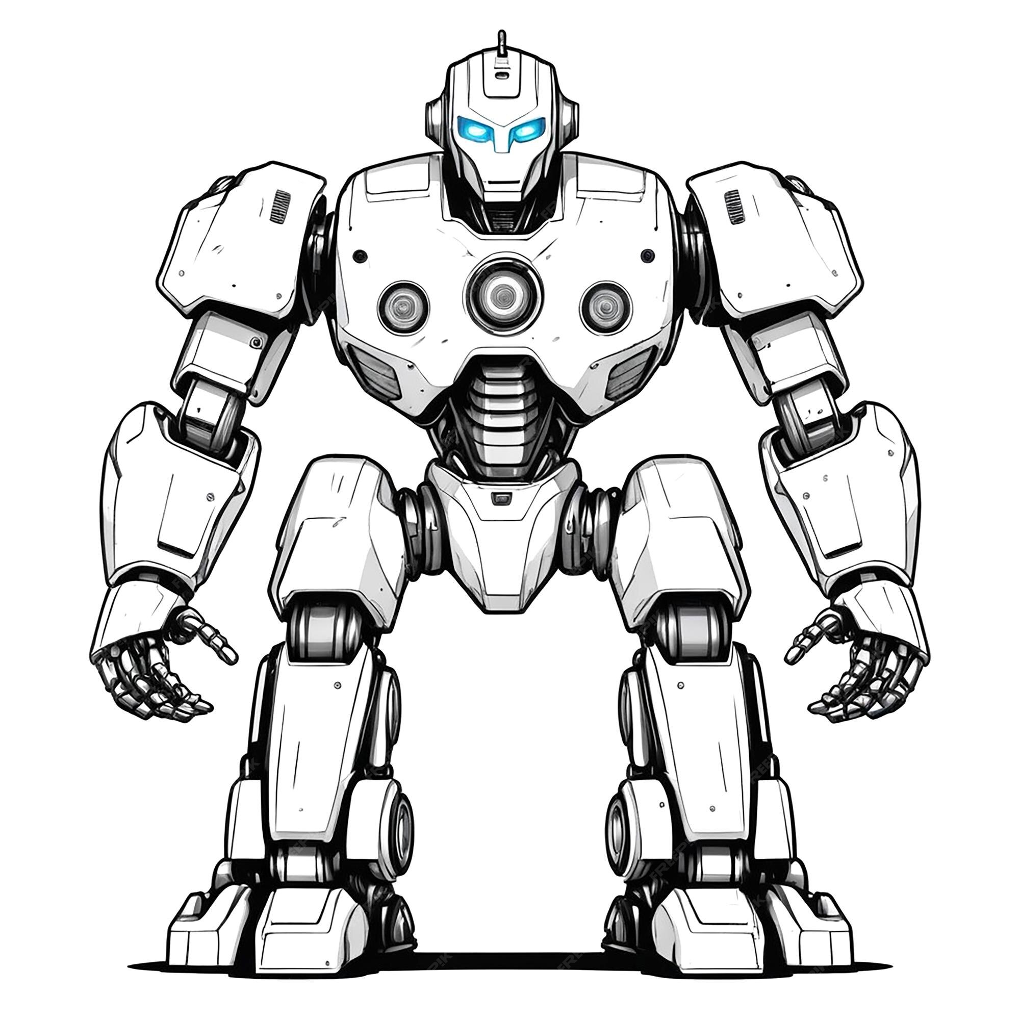 Premium Photo A Robot Outline Illustration On White Background