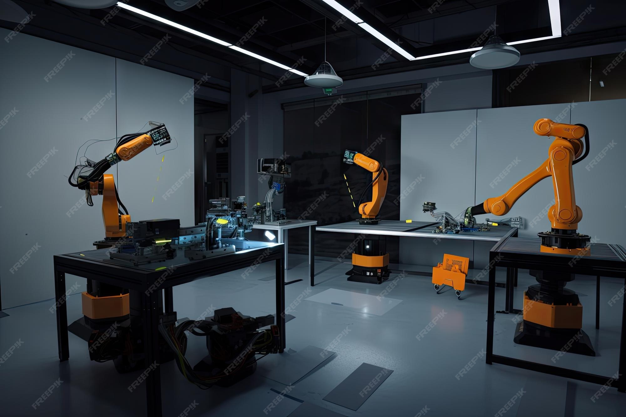 Premium AI Image | Robot simulation with virtual environment and ...