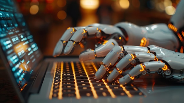 Premium Photo | A robot uses artificial intelligence to automate ...